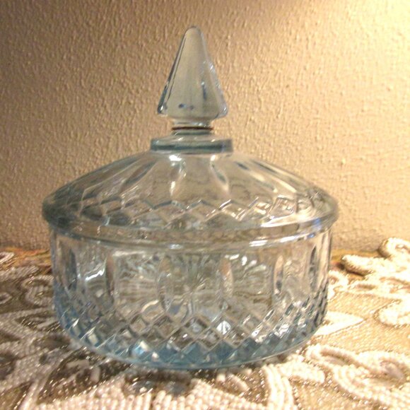Kitchen | Indiana Glass Blue Diamond Point Candy Dish Vintage | Poshmark
